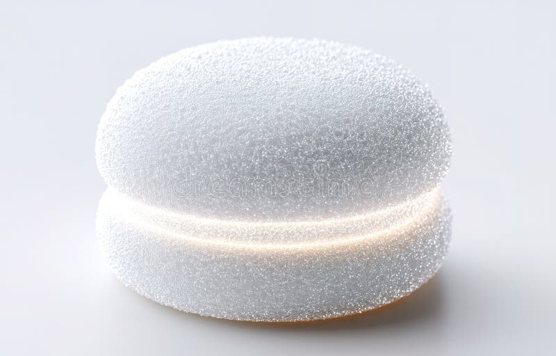 Unique Fluffy White Dessert Resembling a Macaron on a Minimalistic ...