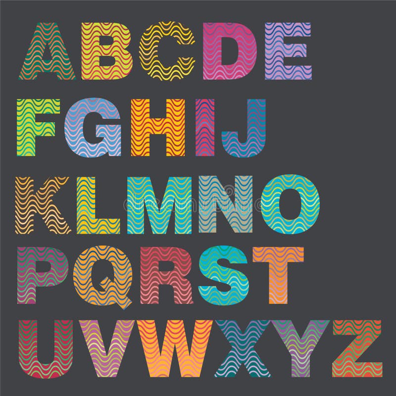 Unique Font with a Blend of Lines and Colors Stock Illustration ...