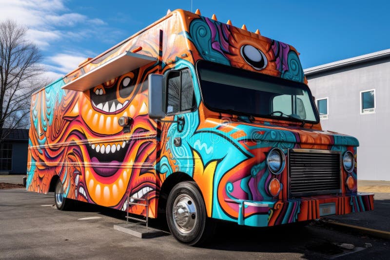 Unique Food Truck Design with Eye-catching Graphics Stock Illustration ...