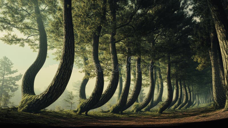 A Unique Forest with Elegantly Curved Trees Creating an Enchanting and ...