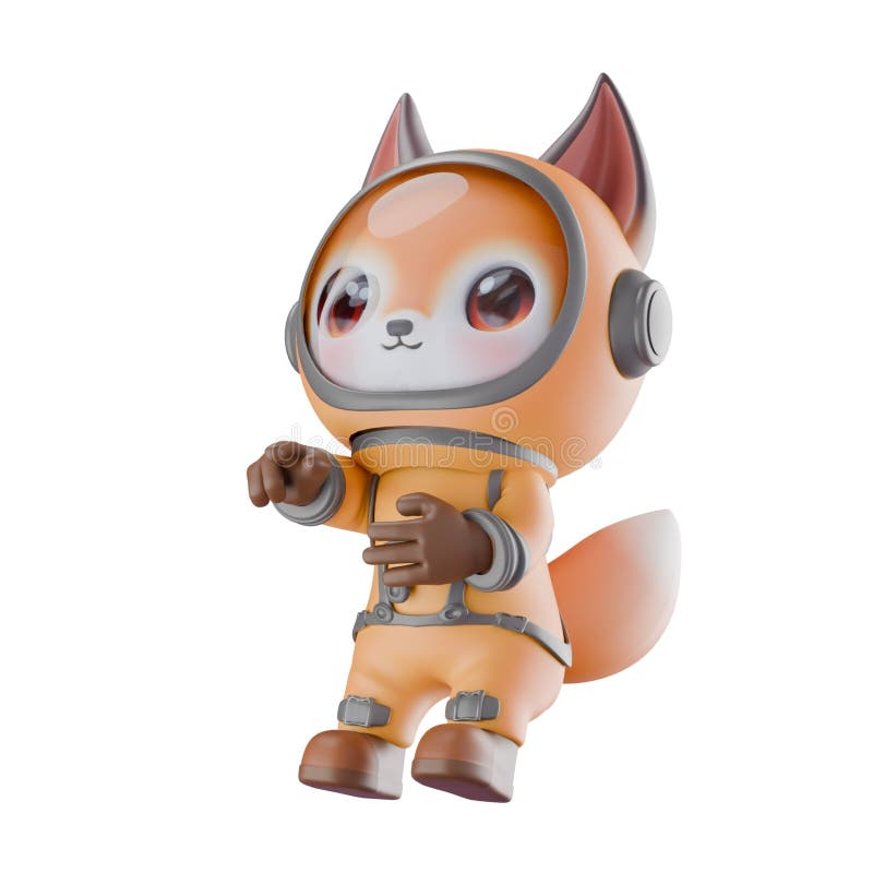 A Chibi Astronaut Stands Slightly Backward and His Right Hand Points ...