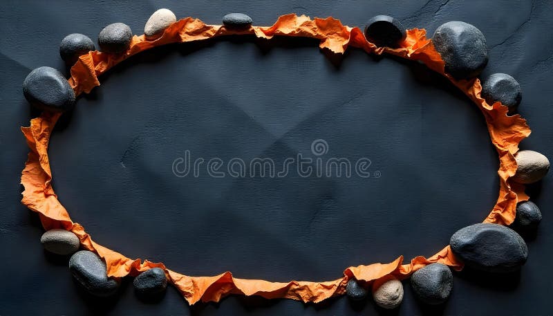 A Unique Frame of Dark Stones and Bright Orange Material, Creating a ...