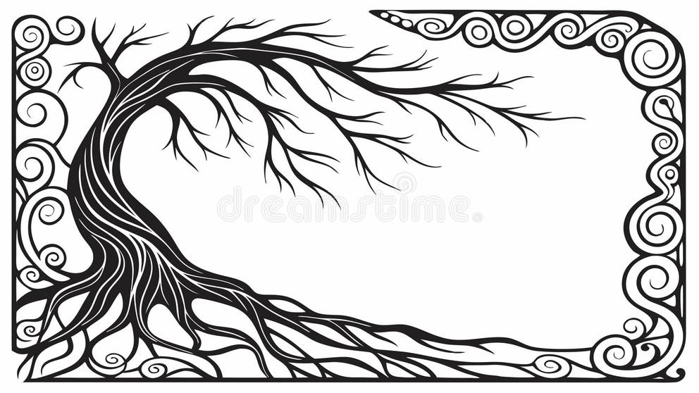 Branches Tree Roots Frame Stock Illustrations – 488 Branches Tree Roots ...