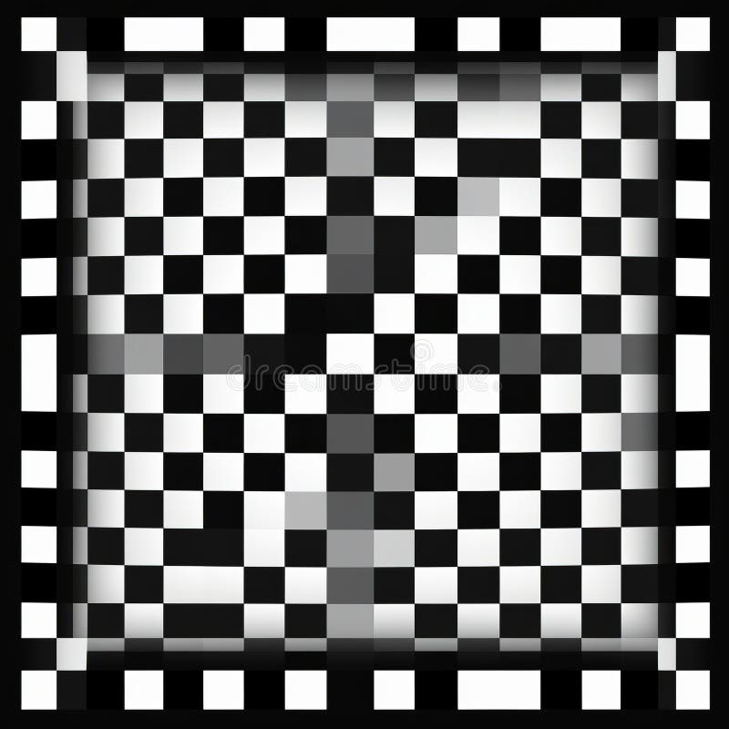 Unique Framed Black and White Checkered Pattern with Digital Gradient ...