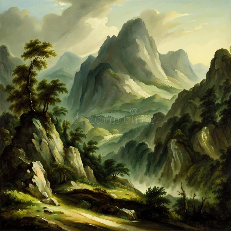 Fresh Natural Landscape Mountains Lake and Trees Landscape Background ...