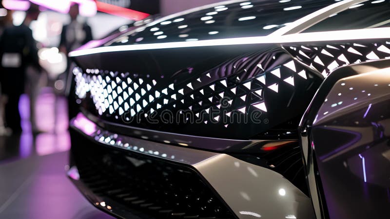 The Unique Front Grille of a Concept Car with a Futuristic Geometric ...