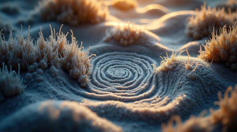 Unique Frost Patterns Create Mesmerizing Designs on Sandy Surface at ...