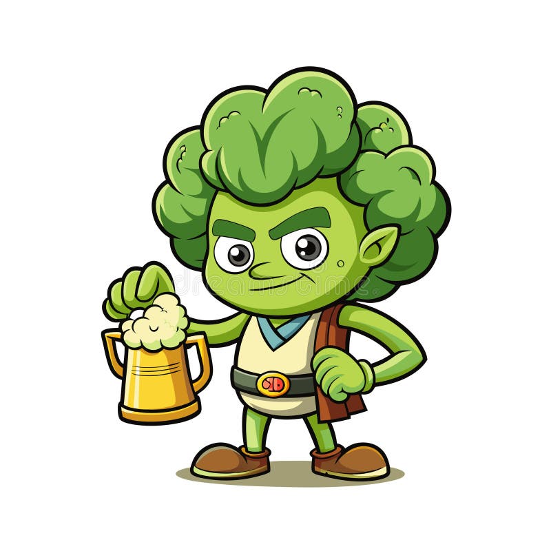 Unique Full Broccoli Brewing Beer Illustration Stock Illustration ...