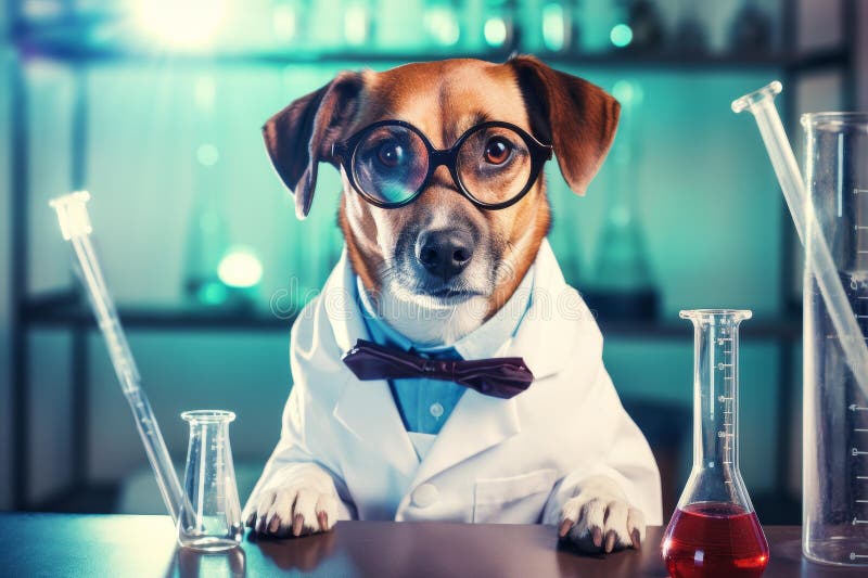 Unique and Fun Professional Dog Scientist Wearing Glasses in a Science ...