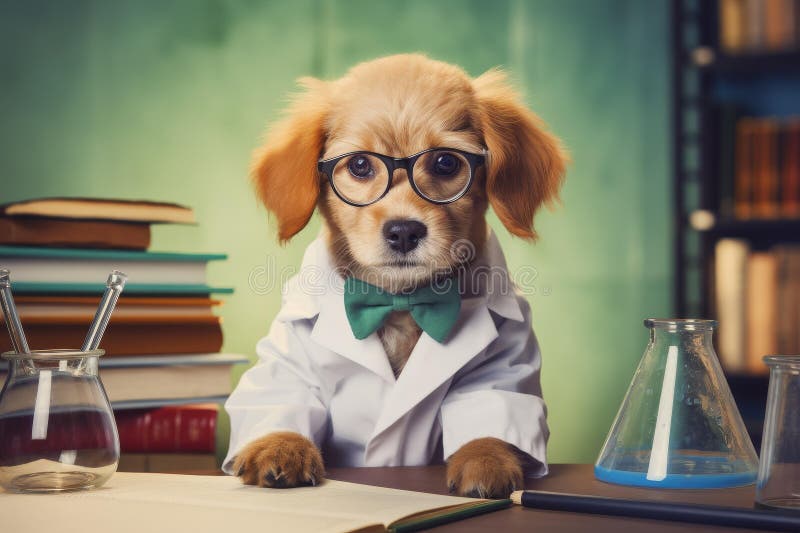 Unique and Fun Professional Dog Scientist Wearing Glasses in a Science ...