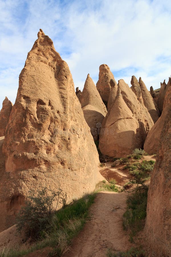 Conical Rock Formations, Cappadocia, Turkey Stock Photo - Image of ...