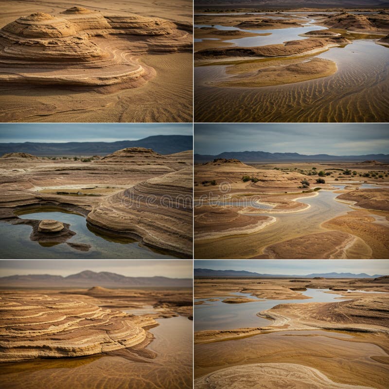 Unique Geological Formations in a Desert Landscape, Featuring Layered ...