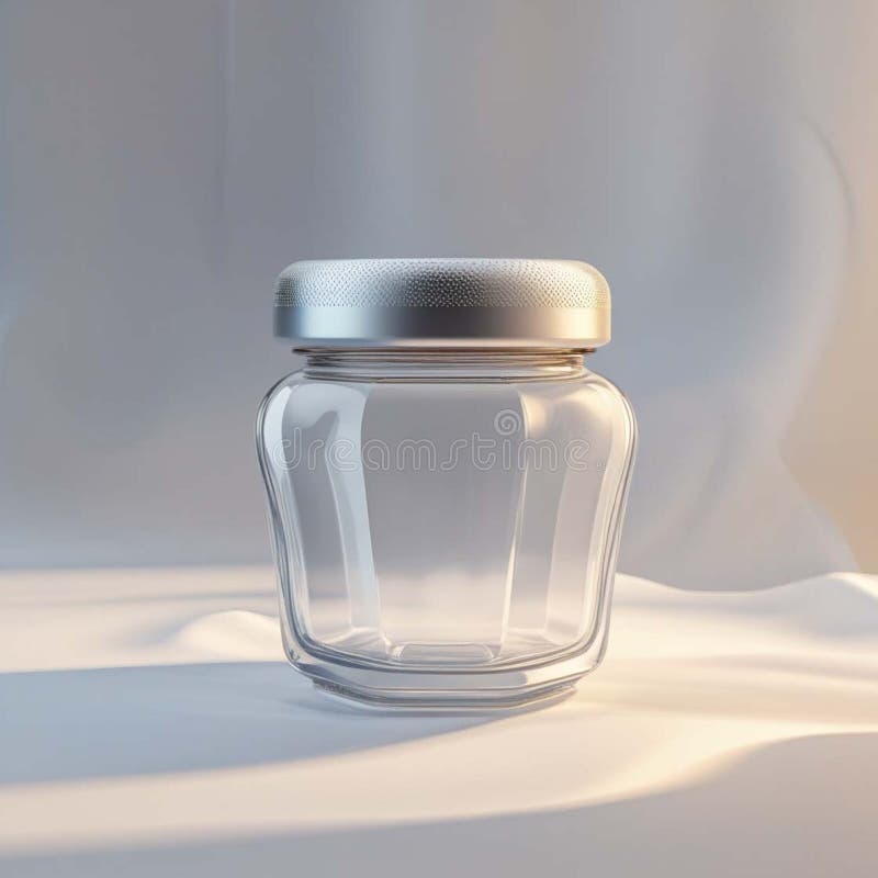 Unique Glass Jar with a Silver Lid Placed on a Soft White Surface ...
