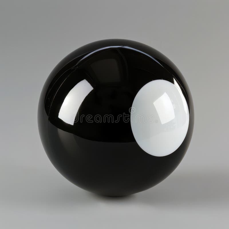 Unique Glossy Black Sphere with White Design Displayed on Neutral ...