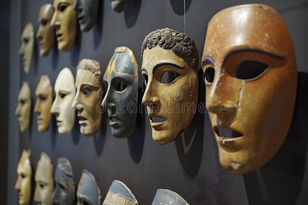 Unique Greek Decorative Masks Inspired by Myth and Folklore Stock Image ...
