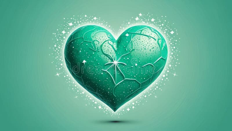 Unique Green Heart Design with a Textured Surface, Symbolizing ...