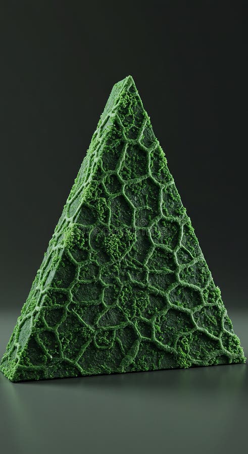 Unique Green Pyramid with Textured Surface on Dark Background Stock ...