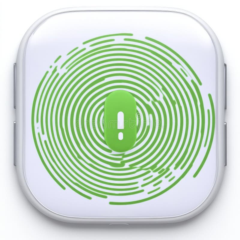 Unique Green and White Device Features Concentric Lines and a Central ...