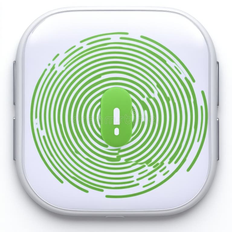 Unique Green and White Device Features Concentric Lines and a Central ...