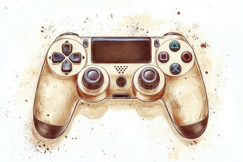 Unique Hand-drawn Illustration of a Game Controller Showcasing Detailed ...