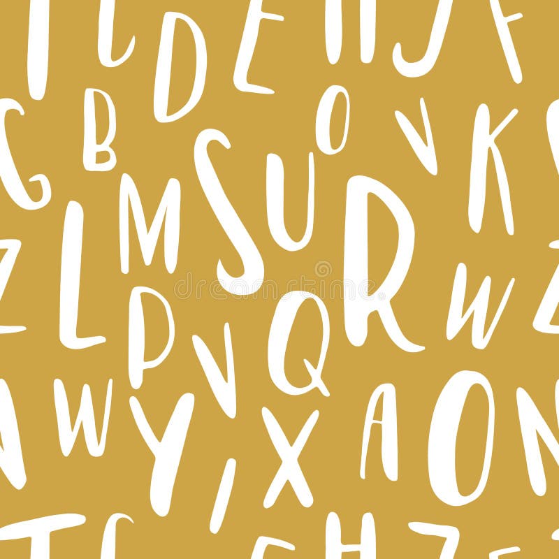 Unique Hand Drawn Latin Alphabet Seamless Pattern. Cute ABC Diferent ...
