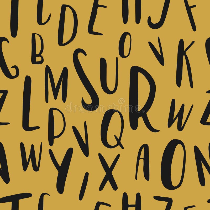 Unique Hand Drawn Latin Alphabet Seamless Pattern. Cute ABC Diferent ...