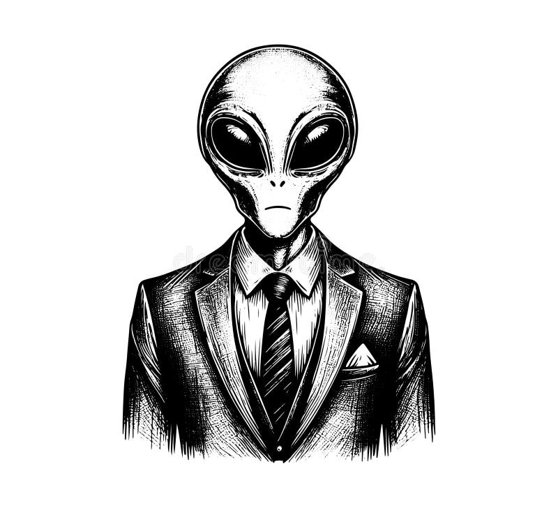 Alien Hand Drawn Vintage Vector Stock Vector - Illustration of ...
