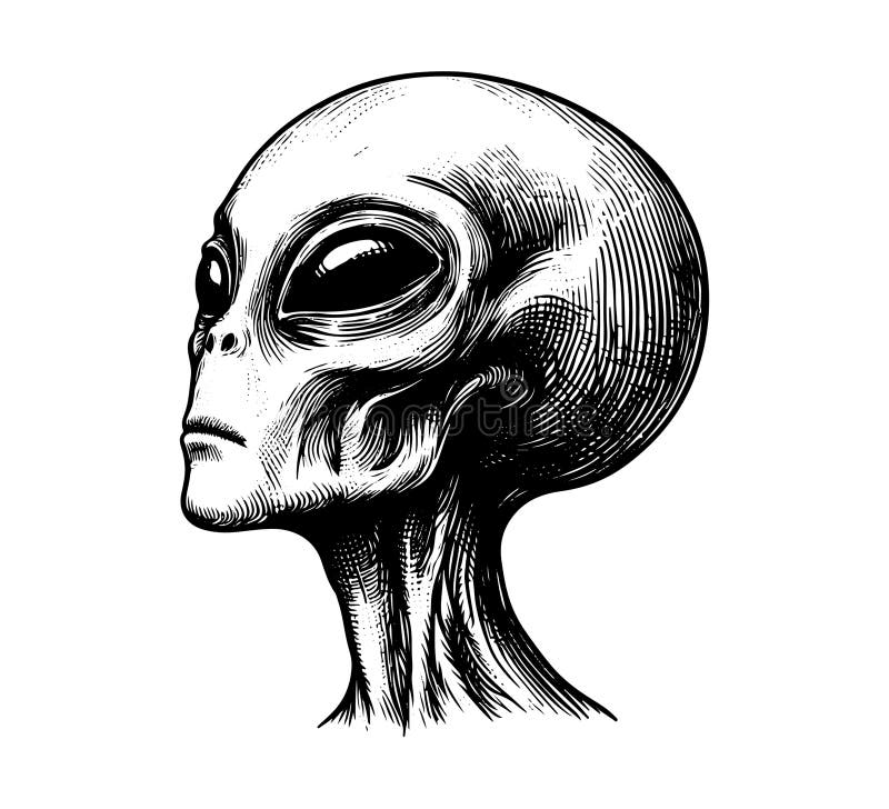 Alien Hand Drawn Vintage Vector Stock Vector - Illustration of icon ...