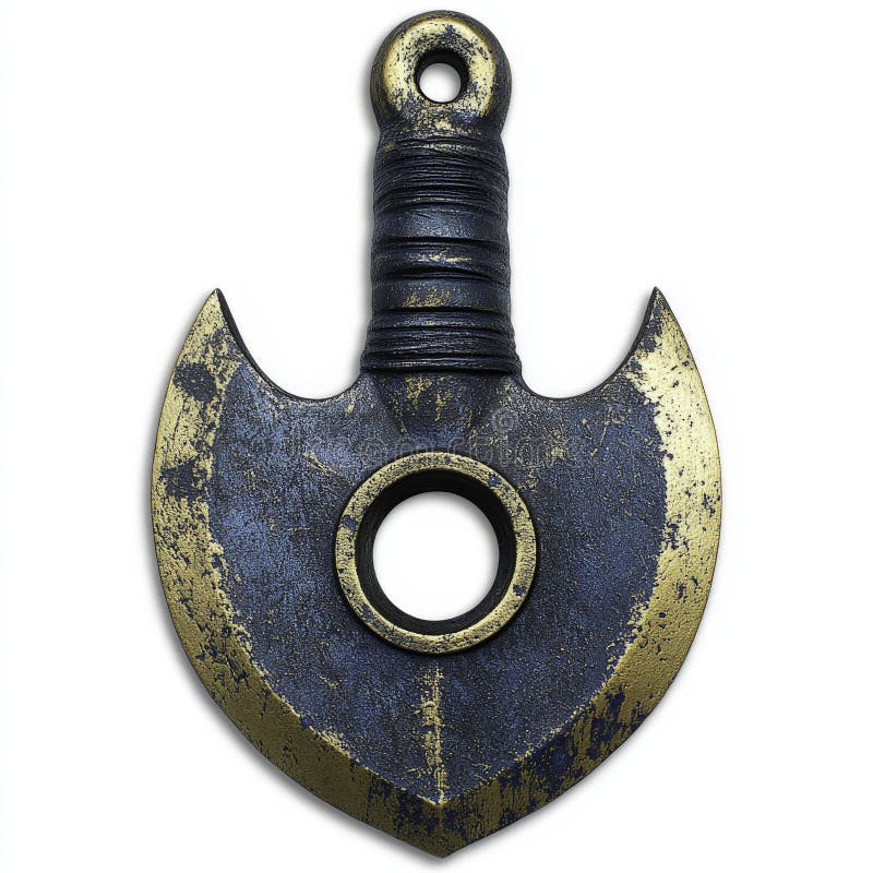 Unique Handcrafted Axe Display Piece Featuring Blue and Gold Finish ...