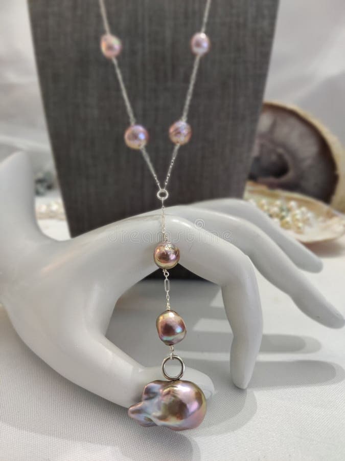 Handcrafted Necklace with Fireball Pearl Stock Photo - Image of artisan ...