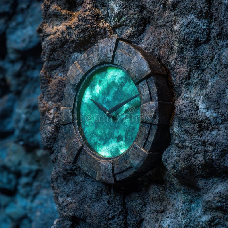 Unique Handcrafted Stone Clock on Rocky Surface Stock Illustration ...