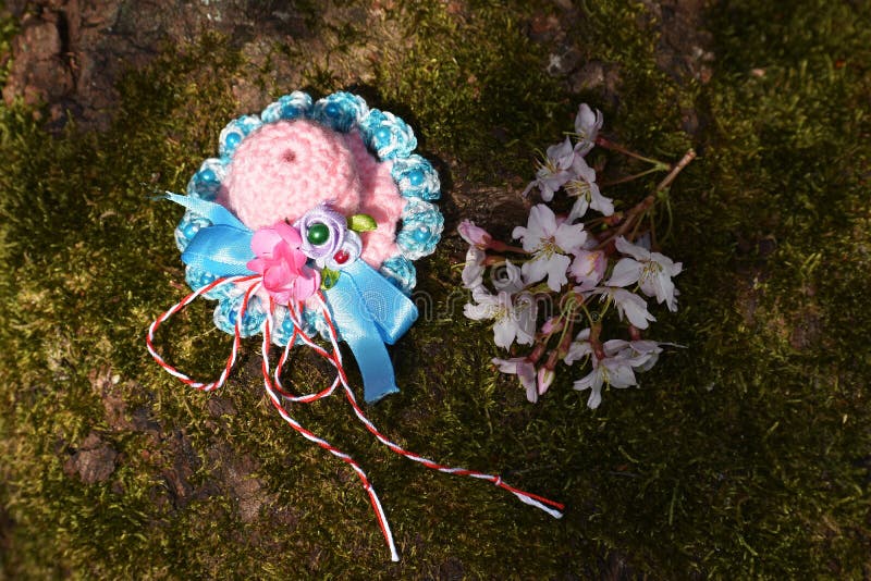 Unique Handmade Crocheted Martisor, a Romanian Spring Tradition. Stock ...