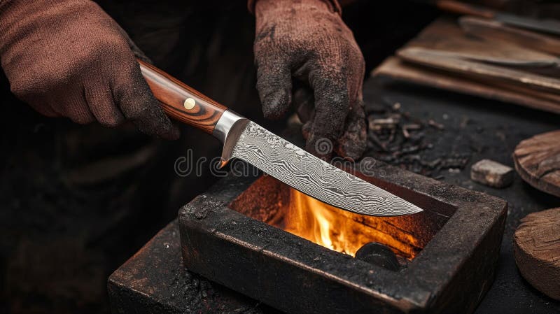 Unique Handmade Knife Forging Process with Craftsman at Work Stock ...