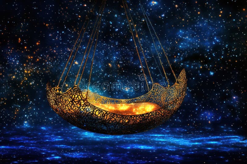 Unique Hanging Cradle Floating in a Cosmic Setting Filled with Stars ...