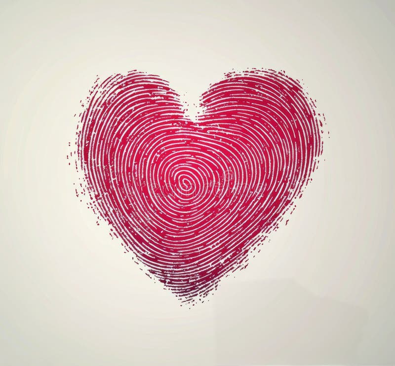 Unique Heart Shape Created with Fingerprint Patterns on a Soft, Light ...