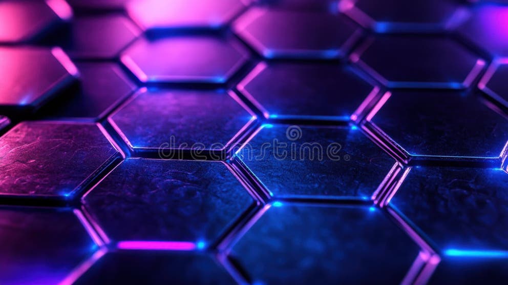 Unique Hexagonal Pattern with Vibrant Colors and Glowing Lights in a ...