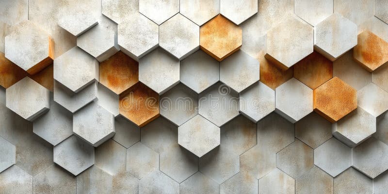 Unique Hexagonal Wall Design with Textured Surfaces and Varied Color ...