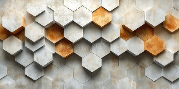 Unique Hexagonal Wall Design with Textured Surfaces and Varied Color ...