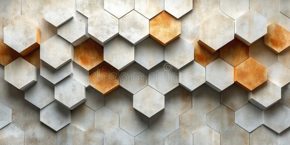 Unique Hexagonal Wall Design with Textured Surfaces and Varied Color ...
