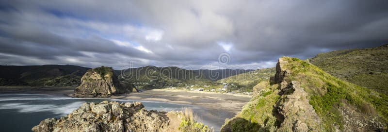 Piha Beach Overview Panoramic Stock Image - Image of high, piha: 202412019