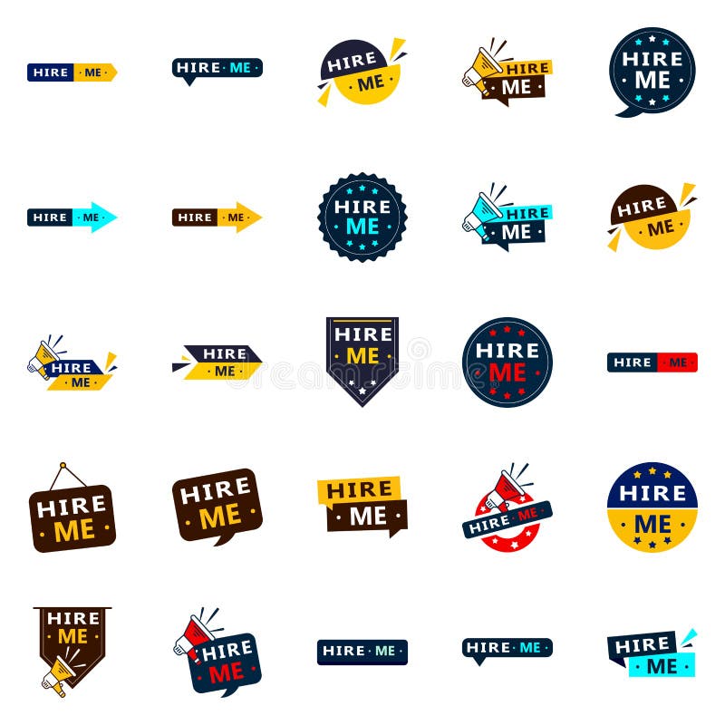 25 Unique Hire Me Banners To Get You Hired Stock Vector - Illustration ...