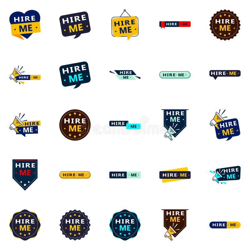 25 Unique Hire Me Banners To Get You Hired Stock Vector - Illustration ...