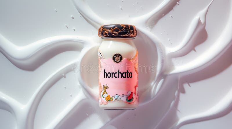 Unique Horchata Jar Surrounded by Decorative Swirl Patterns on a Smooth ...
