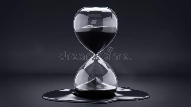 A Unique Hourglass with Black Sand, Creating a Striking Visual on a ...