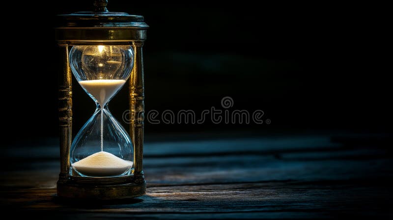 Unique Hourglass Glowing Softly in a Dark Setting on a Wooden Surface ...