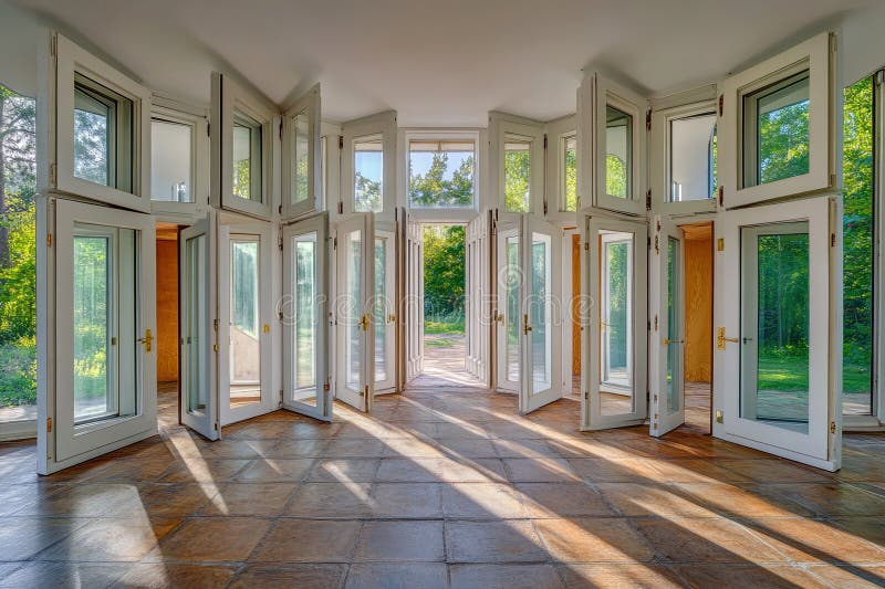 Unique House Structure Featuring Numerous Doors Leading into an Unseen ...