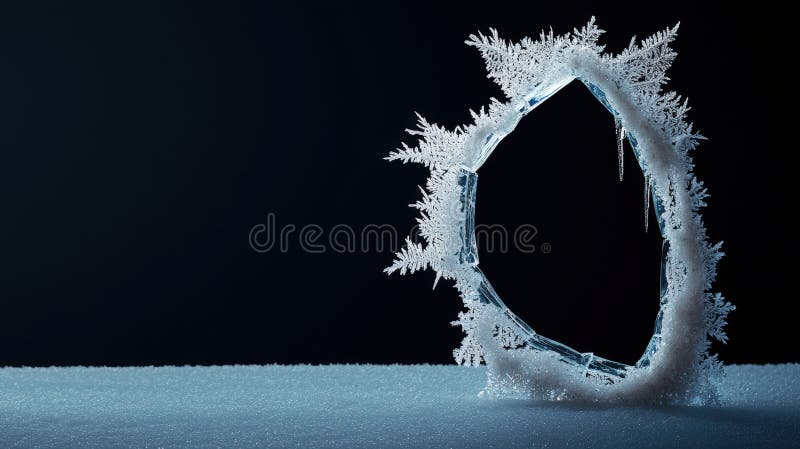 Unique Ice Formation on a Dark Background Showcasing Natural Frost ...