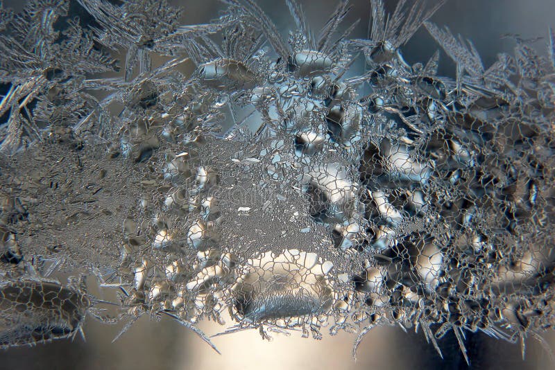 Unique Ice Patterns on Window Glass Stock Image - Image of climate ...