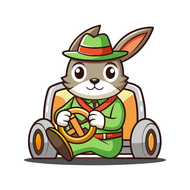 Unique Illustration of Driving Rabbit Stock Vector - Illustration of ...