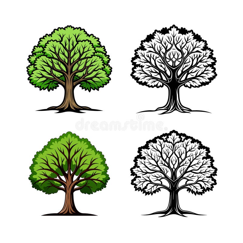 Unique Black Walnut Tree Design Featuring Bold Outline Stock Vector ...